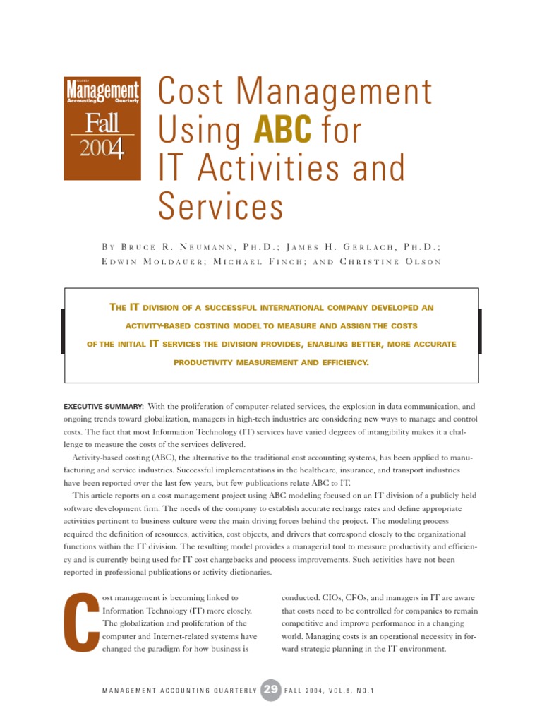 ABC Cost Management for IT Services | PDF