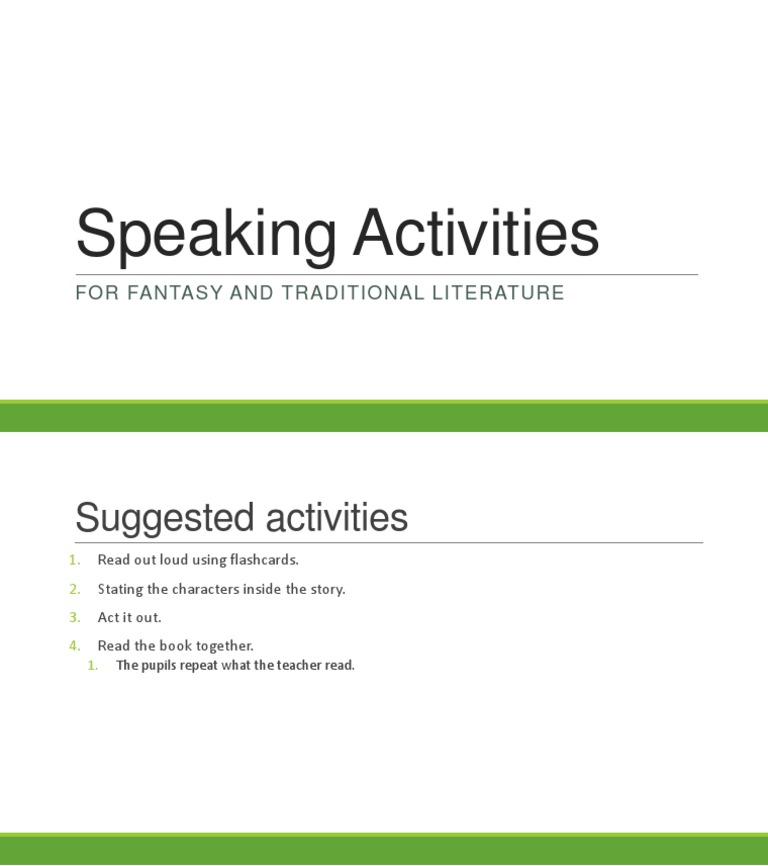 Engaging Speaking Activities for Literature | PDF