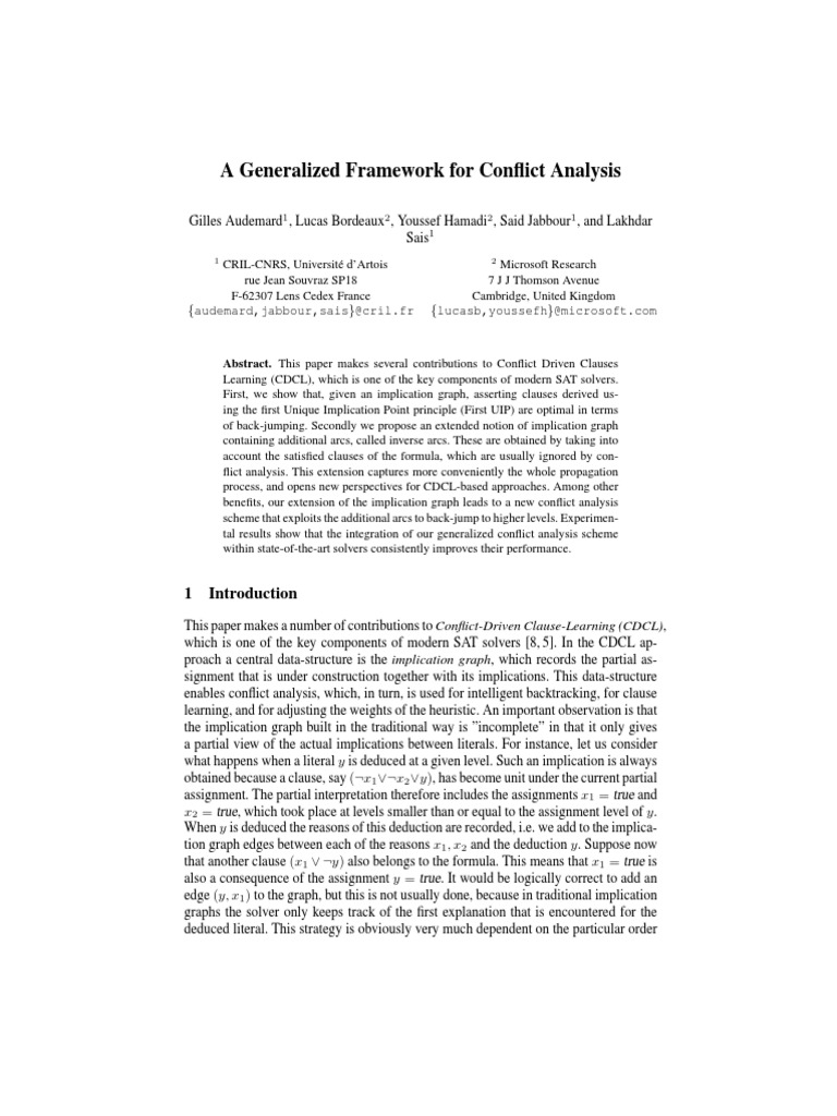 A Generalized Framework For Conflict Analysis | PDF | Logical ...