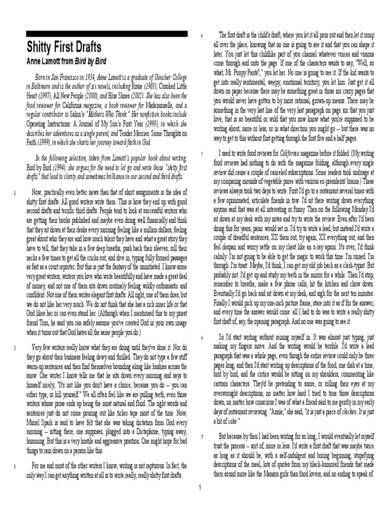 Shitty First Drafts | PDF