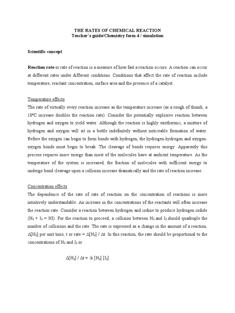 Chemistry Reaction Rates Guide | PDF | Reaction Rate | Chemical Reactions
