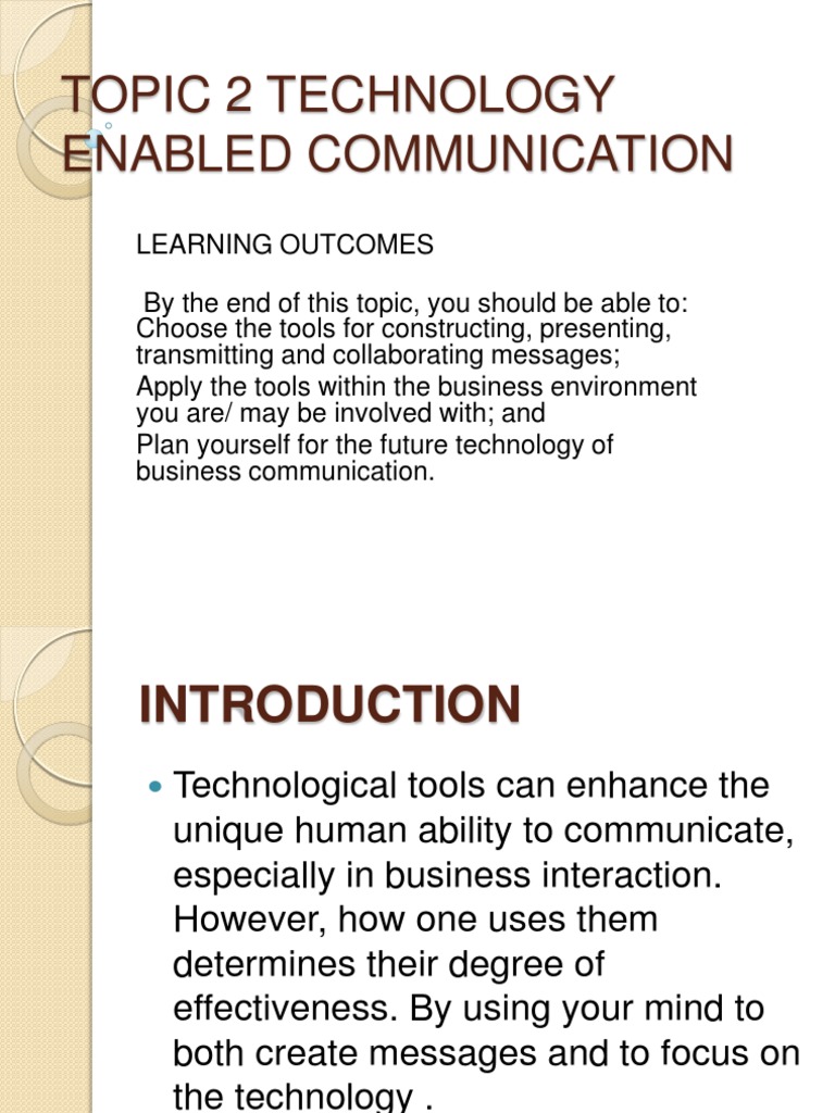 TECHNOLOGY ENABLED COMMUNICATION TOOLS | PDF | Telecommunication | Page ...