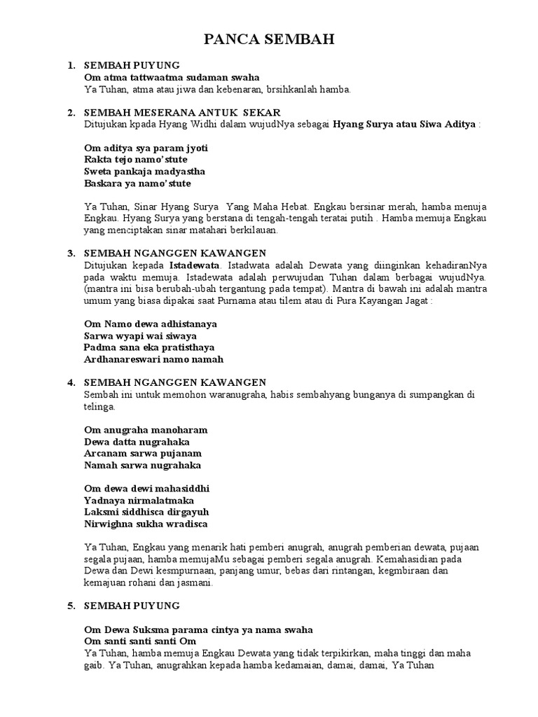 Panca Sembah | PDF