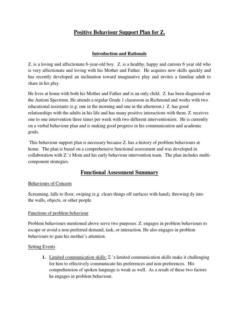 Positive Behaviour Support Plan | PDF | Reinforcement | Attention