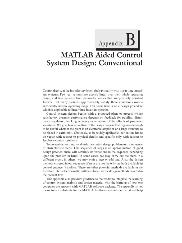 Matlab Aided Control System Design - Conventional | PDF | Control Theory | Computer Simulation