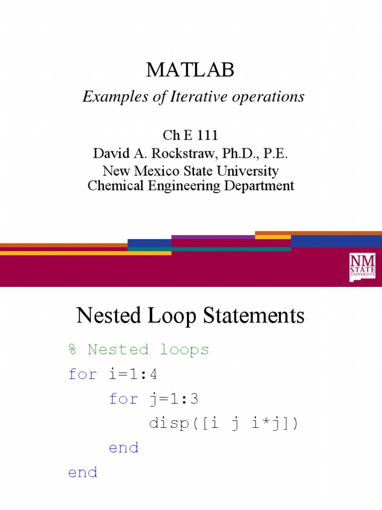Matlab: Examples of Iterative Operations | Download Free PDF | Pi | Sine Matlab: Examples of Iterative Operations | Download Free PDF | Pi | Sine