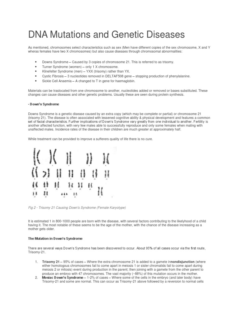 DNA Mutations and Genetic Diseases | PDF | Sickle Cell Disease | Point ...