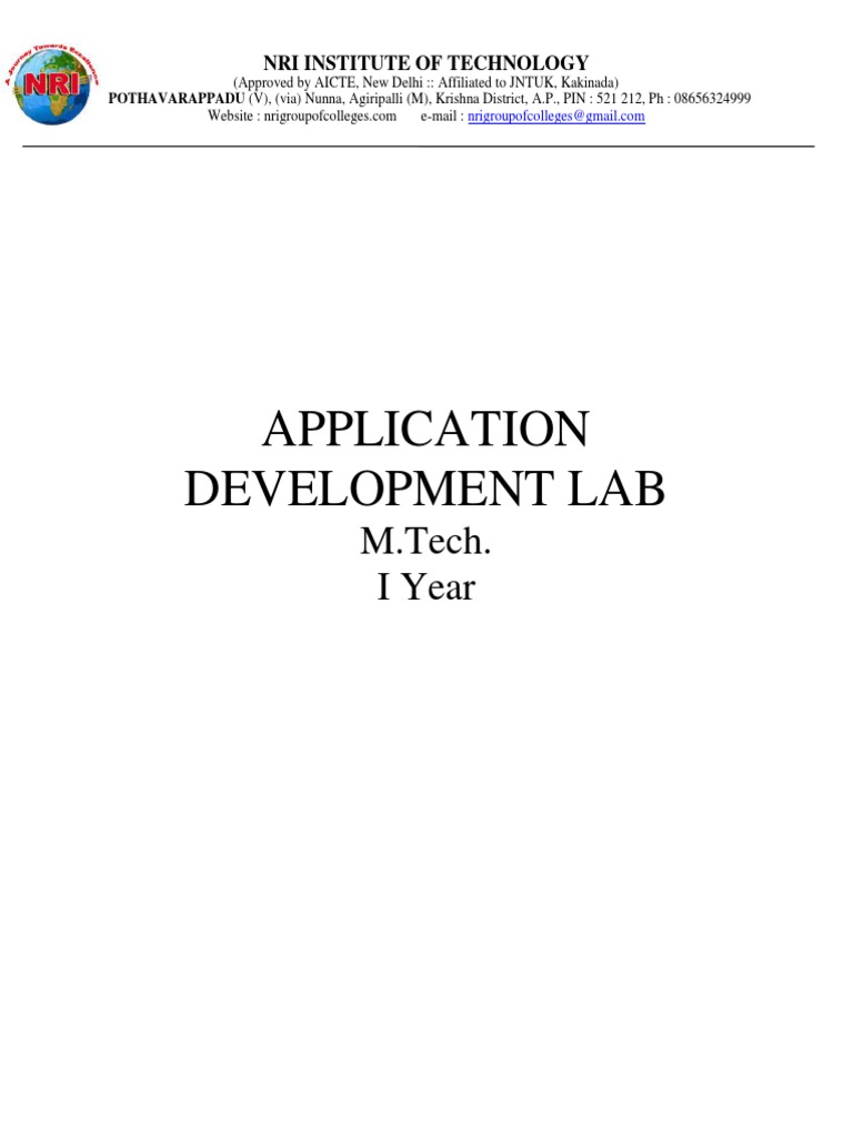 Application Development Lab: M.Tech. I Year | PDF | Computers