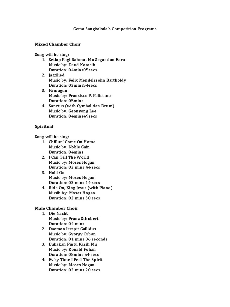 Gema Sangkakala's Competition Programs | PDF Gema Sangkakala's Competition Programs | PDF