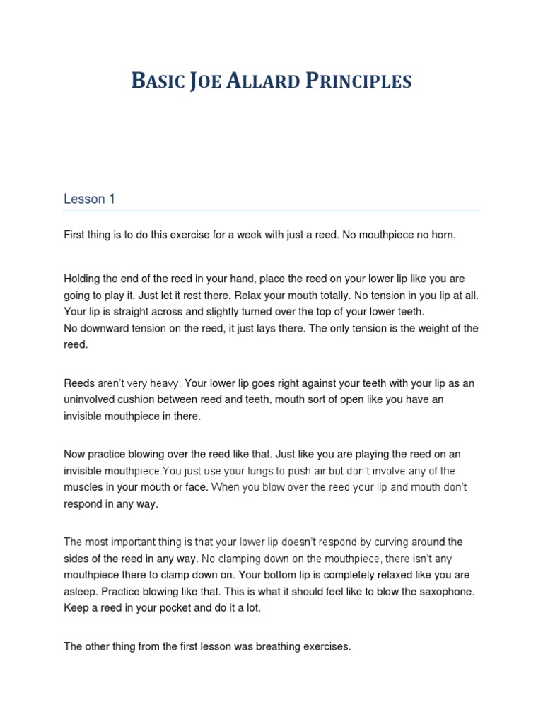 Joe Allard Basic Principles | PDF