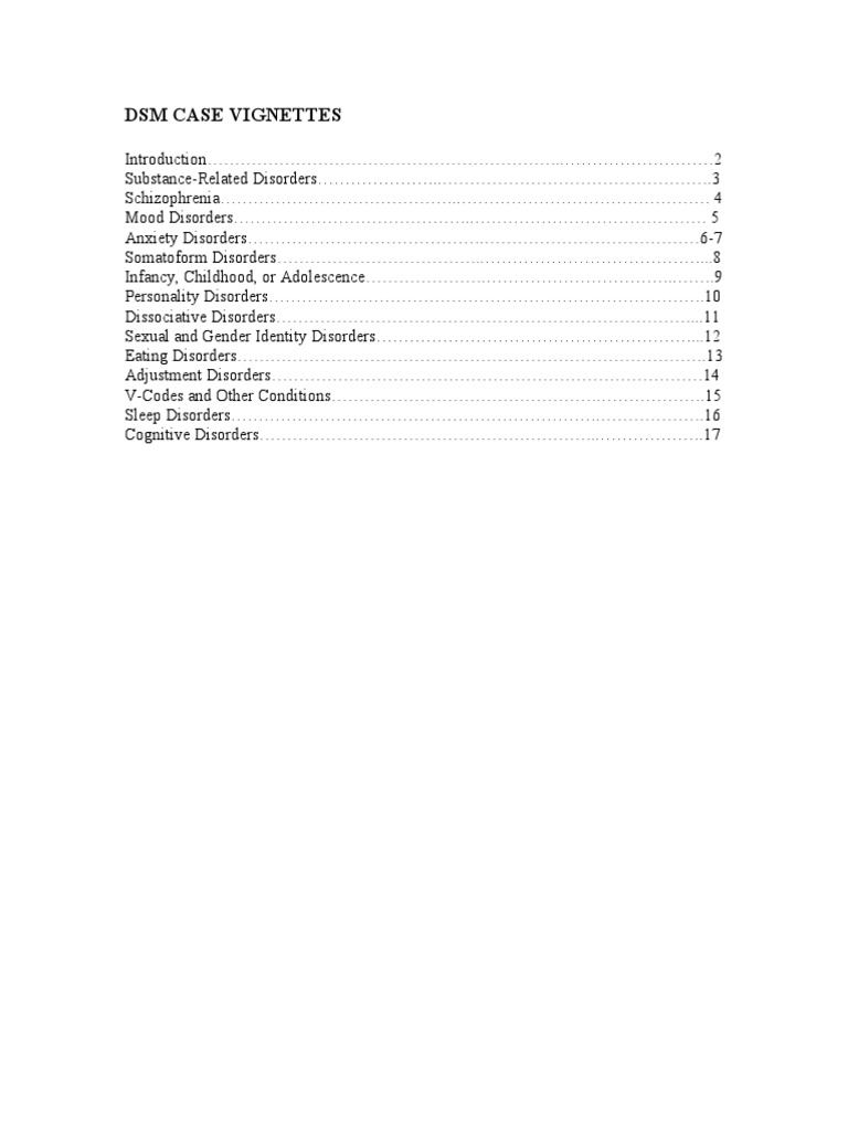 Case Vignetttes..DSM | PDF | Major Depressive Disorder | Substance Abuse