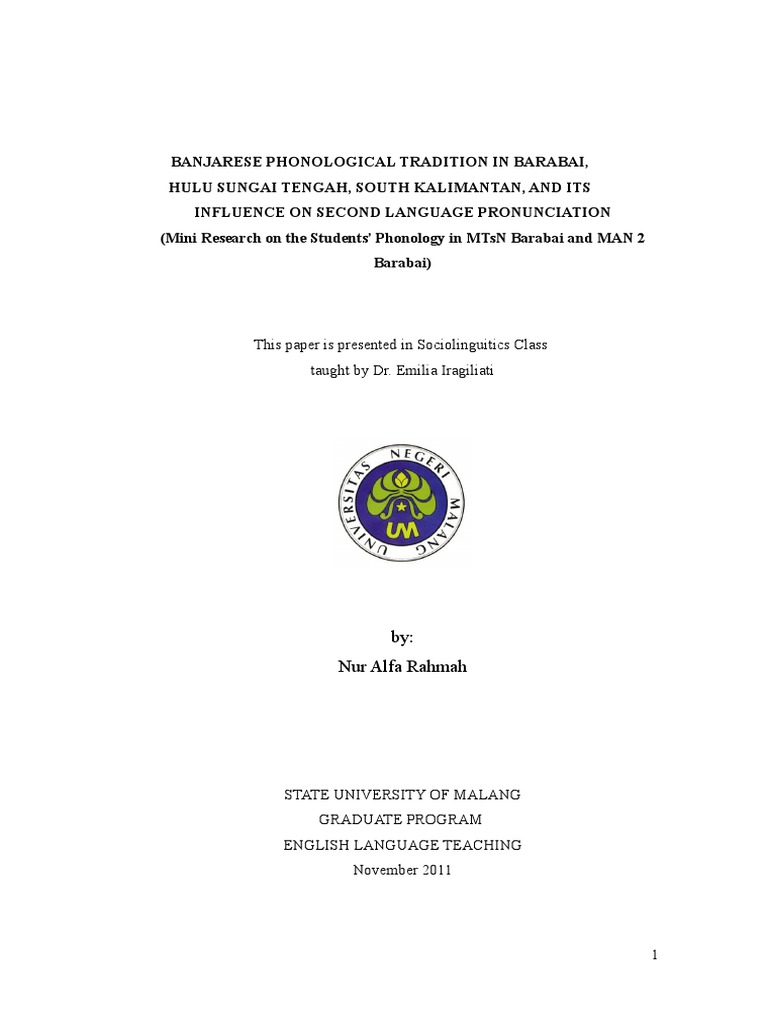 Mini Research On Banjarese Accent in English Speaking | PDF ...