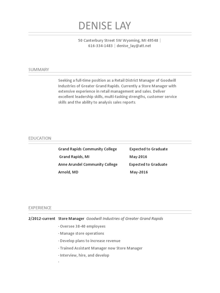 Denise Lay Resume 2 | PDF
