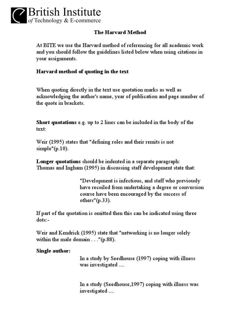 The Harvard Method | PDF | Quotation Mark | Internet