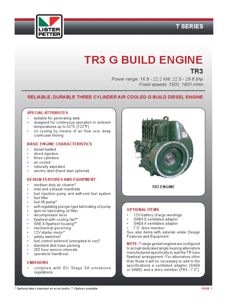 TR3 G BUiLD eNgiNe TeCHNiCAL DAtA SHeet | PDF | Horsepower | Engines