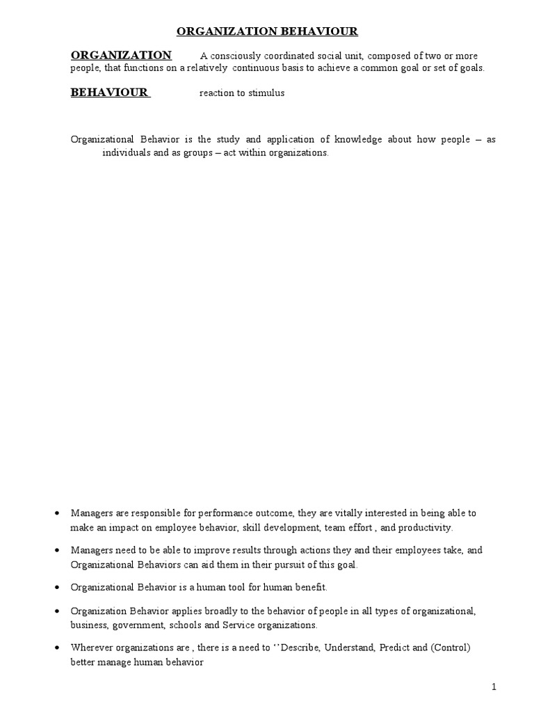 Organization Behaviour | PDF | Organizational Behavior | Behavior