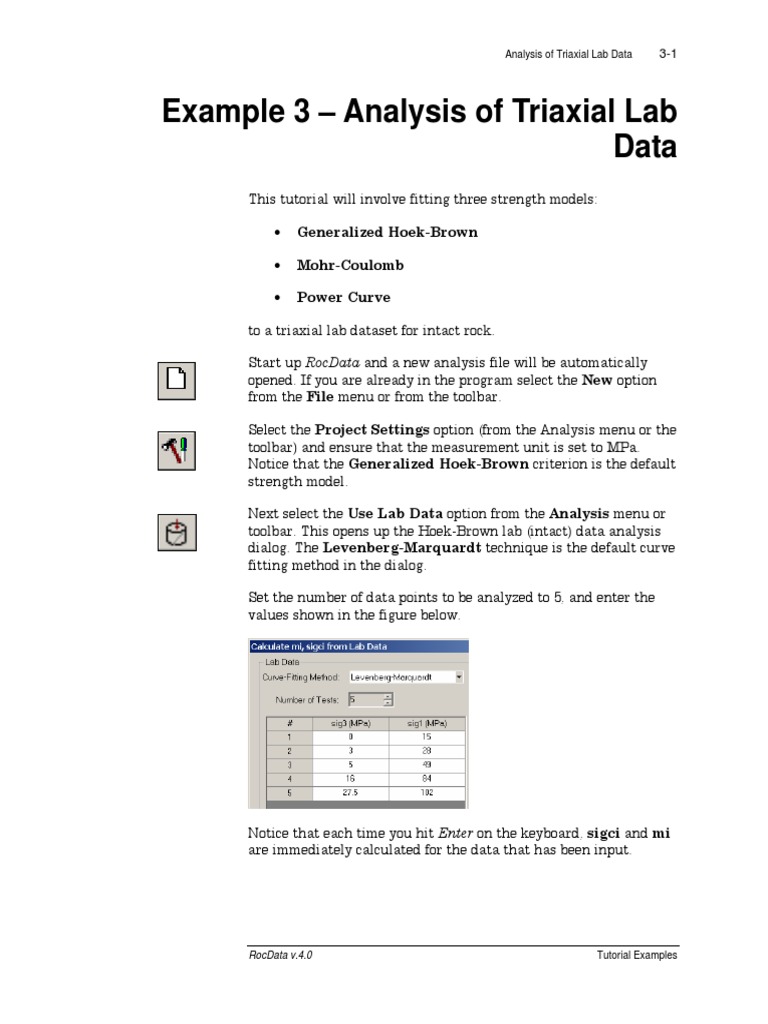 RocData Tutorial 03 Triaxial Lab Data | PDF | Data Analysis | Regression Analysis