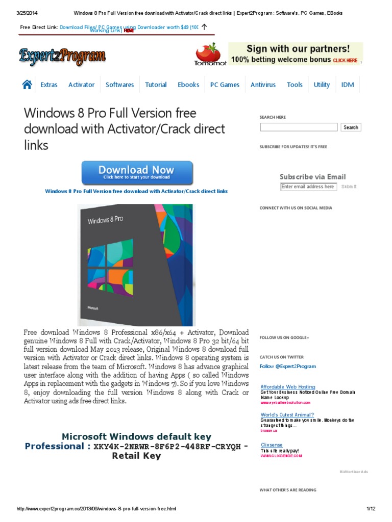 Windows 8 Pro Full Version Free Download With Activator - Crack Direct ...