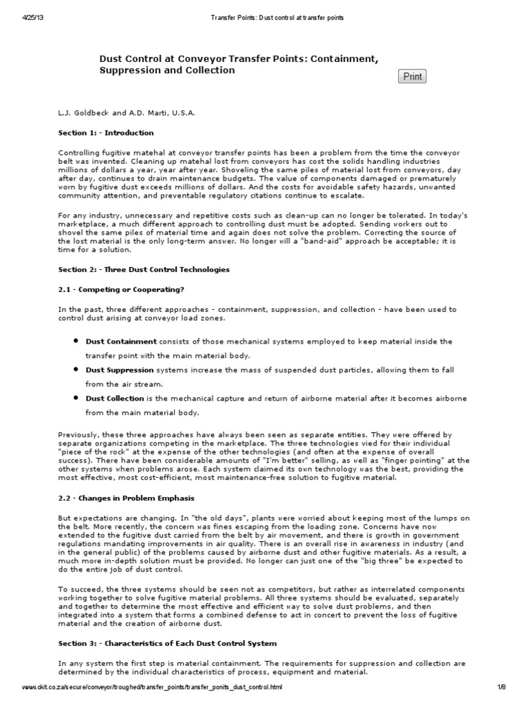 Transfer Points - Dust Control at Transfer Points | Download Free PDF ...