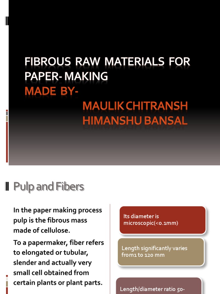 Raw Materials for Paper Production | PDF | Fibers | Cellulose