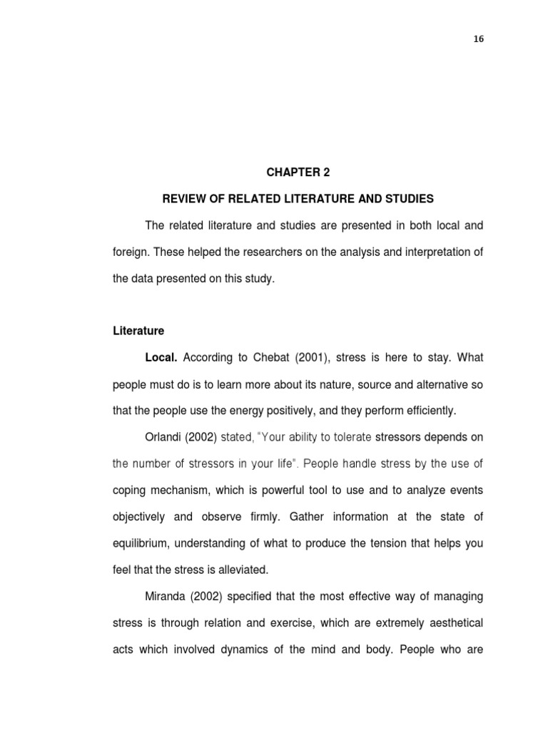 Thesis - CHAPTER 2 | PDF | Coping (Psychology) | Stress (Biology) Thesis - CHAPTER 2 | PDF | Coping (Psychology) | Stress (Biology)