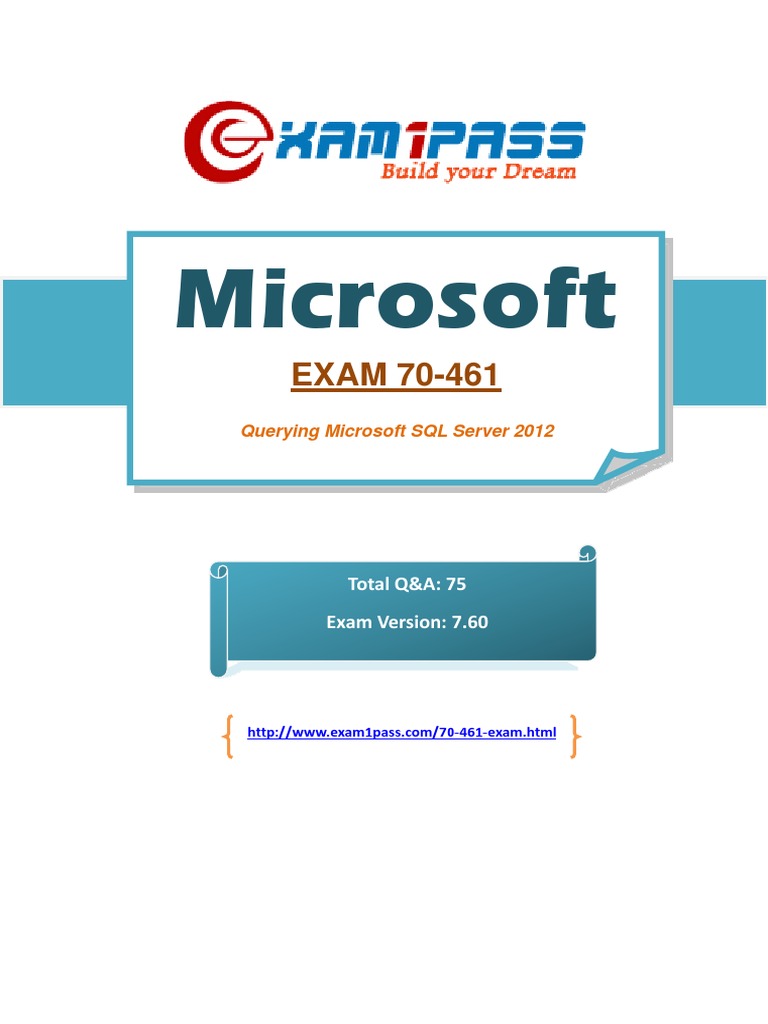 70-461 Test | PDF | Microsoft Sql Server | Databases