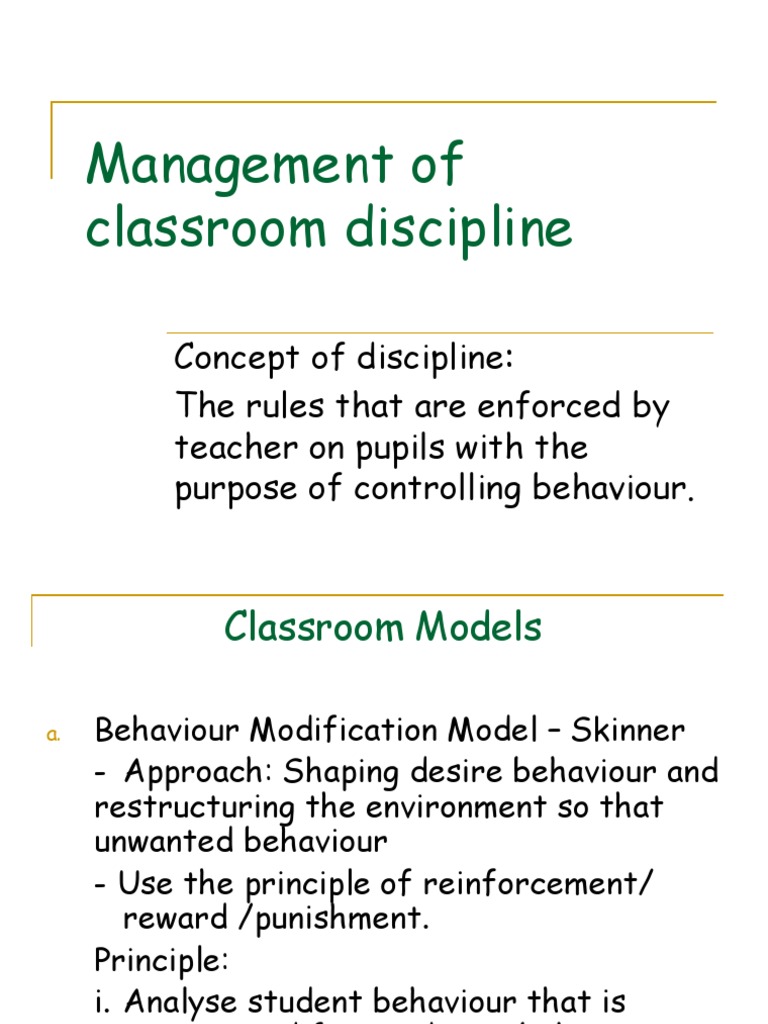 Classroom Discipline Models | PDF | Classroom Management | Reinforcement