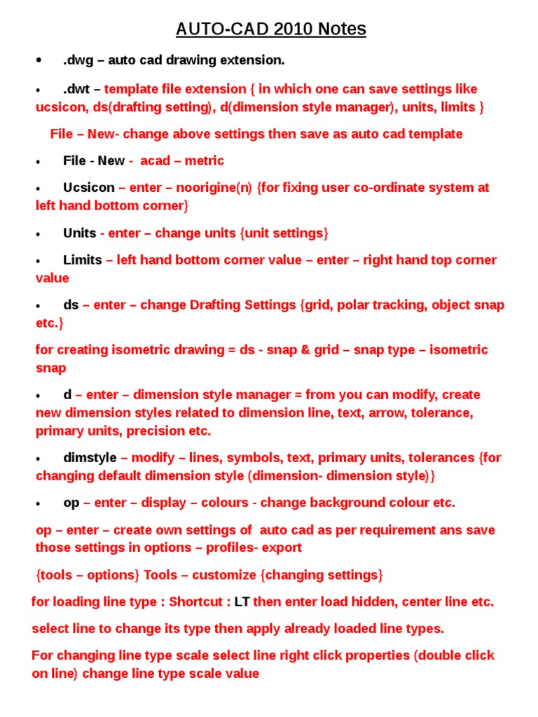 AutoCAD 2010 Basics & Settings Guide | PDF