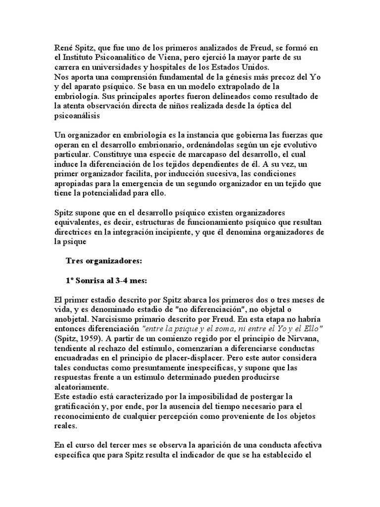 René Spitz | PDF | Psique (psicología) | Psicoanálisis