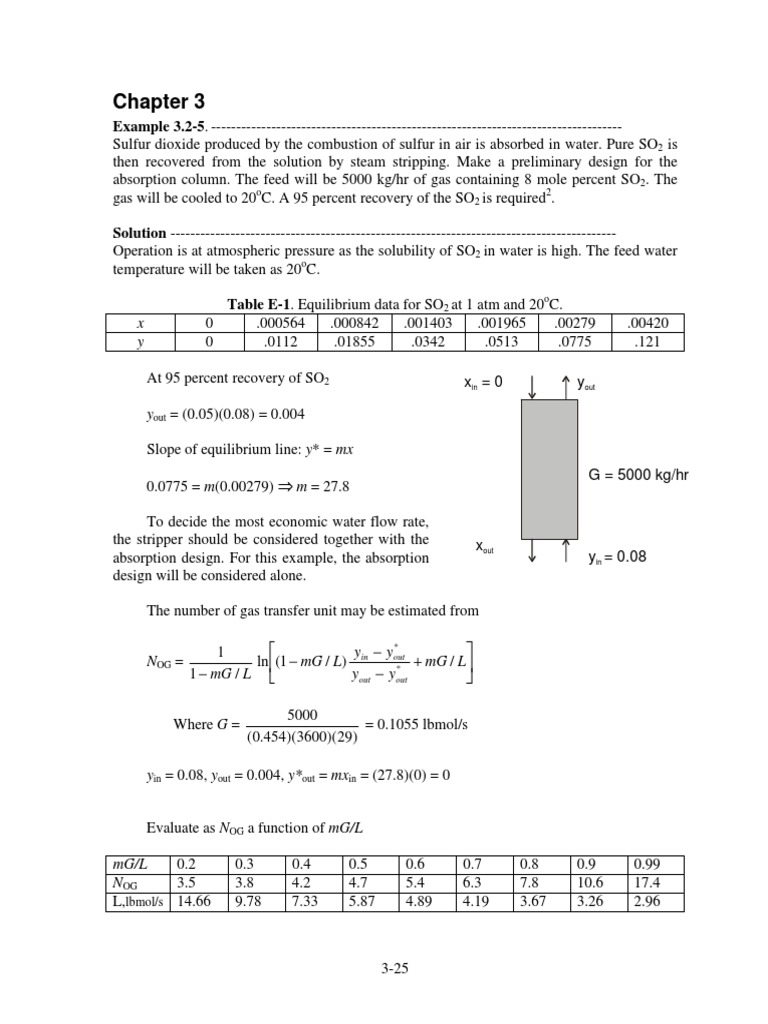 SO2 Absorption Column Design Example | PDF | Pressure | Gases