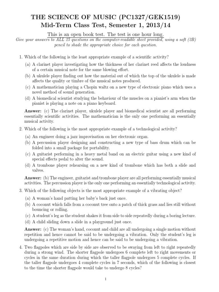 Test 1 A 14 A | PDF | Harmonic | Interval (Music)