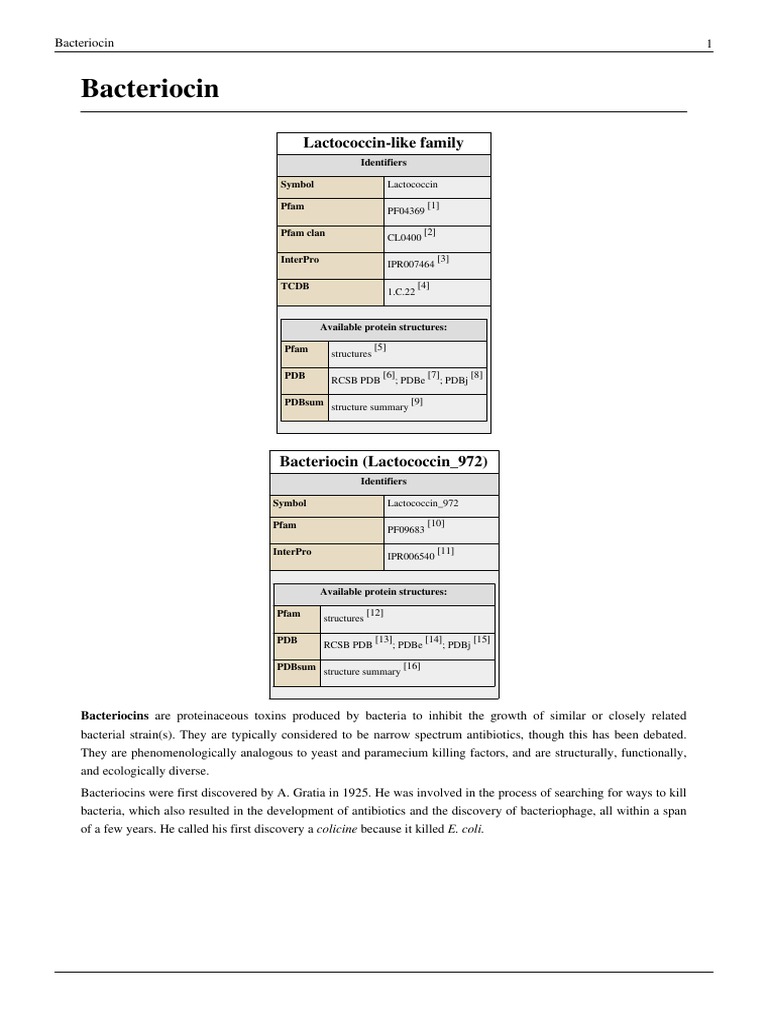 Classification and Medical Significance of Bacteriocins | PDF ...