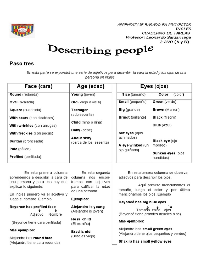 Describing People 03 | PDF | Artes del Lenguaje y Comunicación