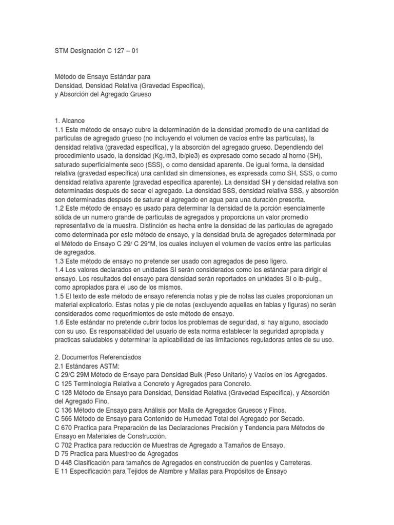 ASTM Designación C 127 | PDF