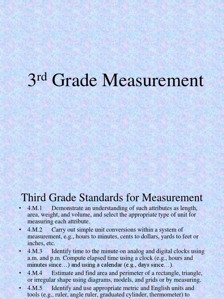 3rd Grade Measurement | PDF | Gallon | Volume