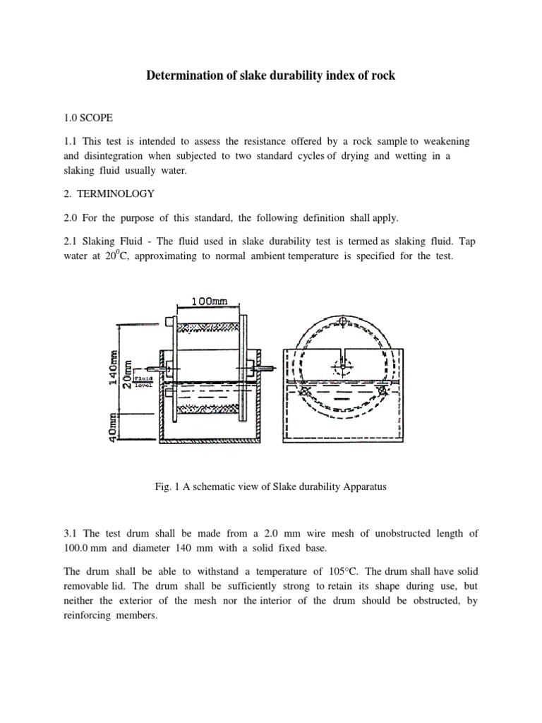 Slake Durability Index Test Guide | PDF | Temperature | Water