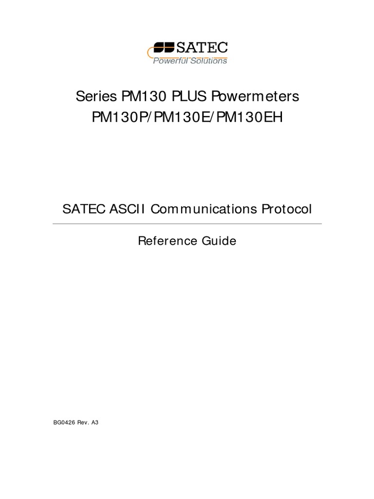 SATEC PM130 Powermeter Protocol Guide | PDF