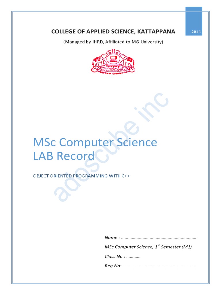 MSc Computer Science Lab Record | PDF | Matrix (Mathematics) | C++