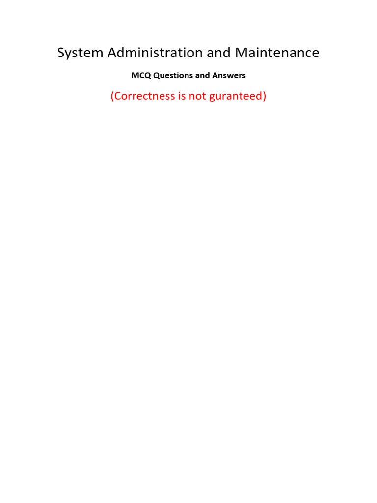 System Administration and Maintenance MCQ | PDF