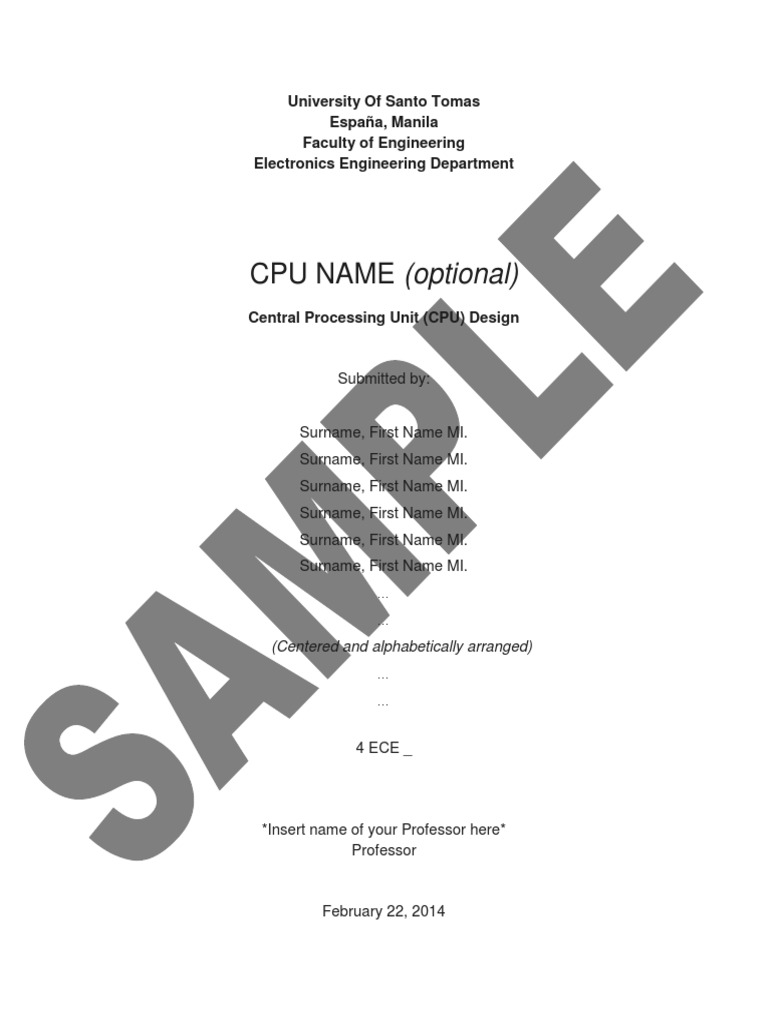 CPU Design Documentation Sample | PDF | Central Processing Unit ...