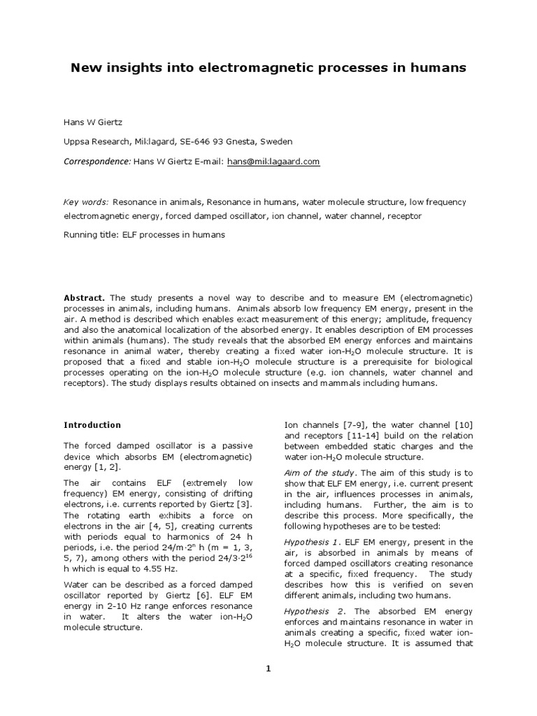 New Insights Into Electromagnetic Processes in Humans | PDF | Resonance ...
