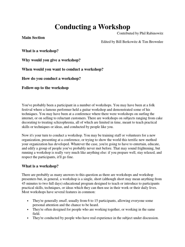 Conducting A Workshop | PDF | Learning Styles | Learning