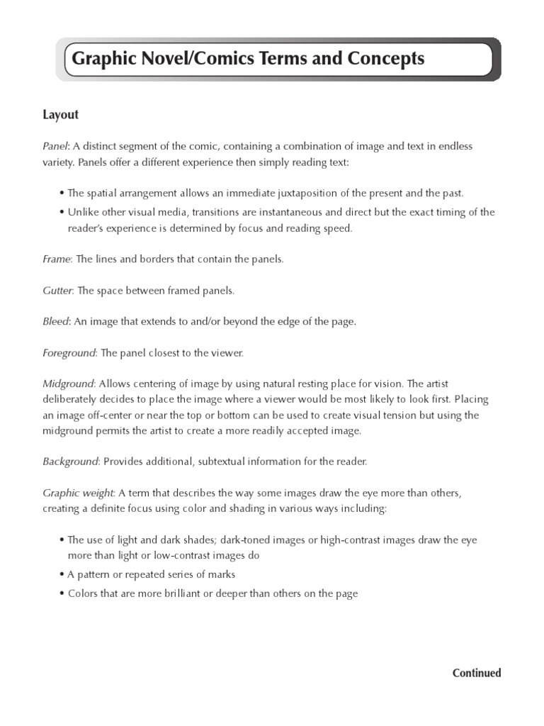 Graphic Novel Comic Terms | PDF | Comics