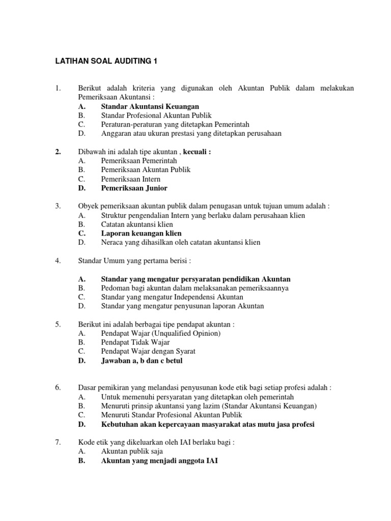Latihan Soal Auditing 1 | PDF
