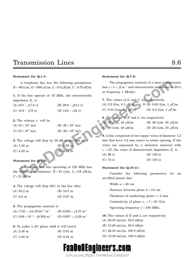 Analysis of Transmission Line Parameters, Characteristics and Wave ...