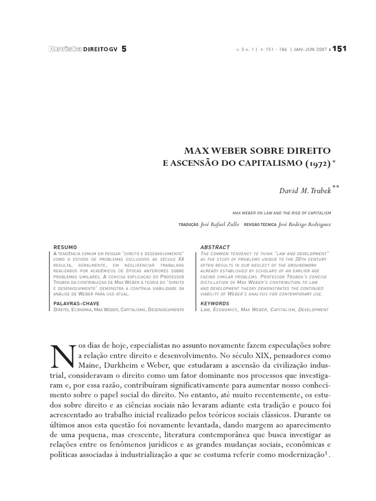 Direito e Desenvolvimento: Análise de Weber | PDF | História