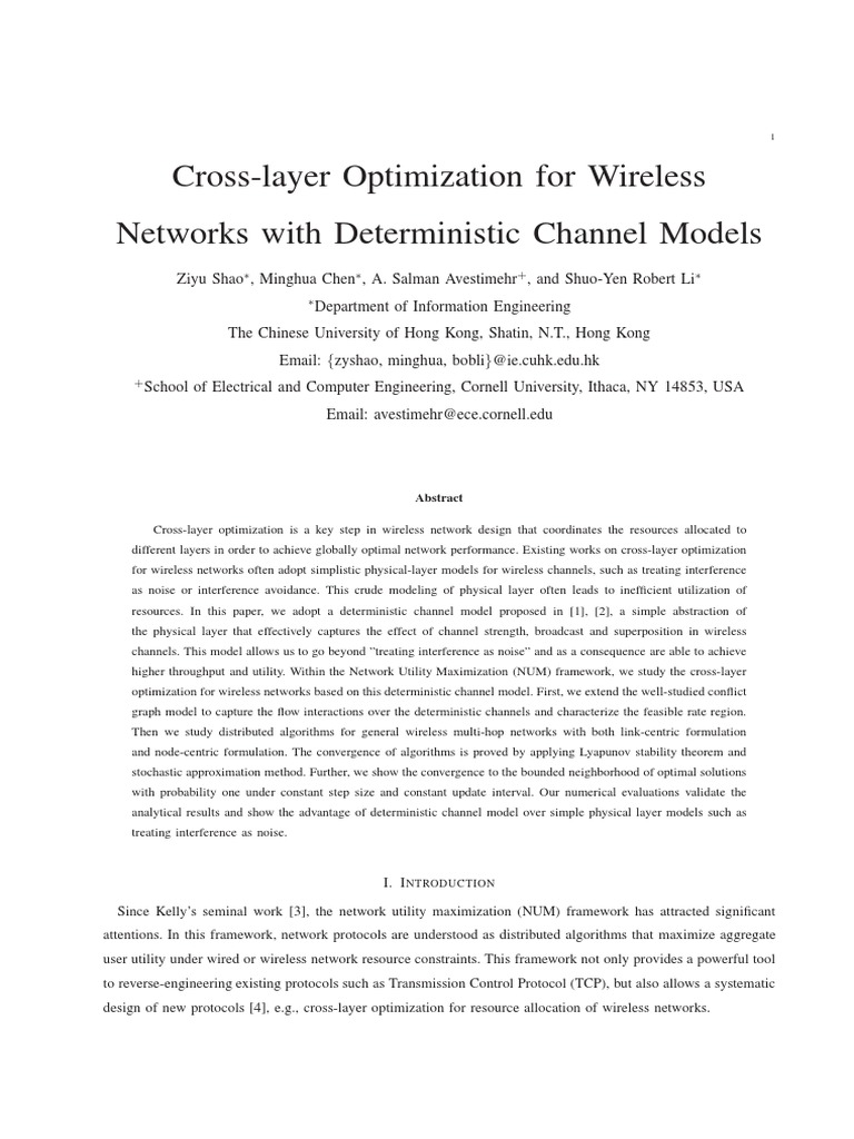 Cross Layer Optimization Pdf Markov Chain Mathematical Optimization