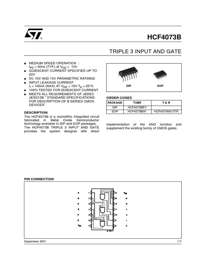 4073 | PDF | Cmos | Electronic Circuits