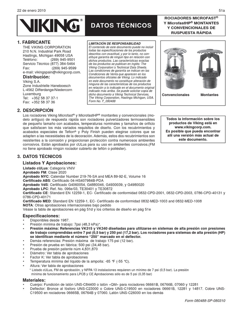 Viking Rociador K 5.6 | PDF | Revestimiento | Tornillo