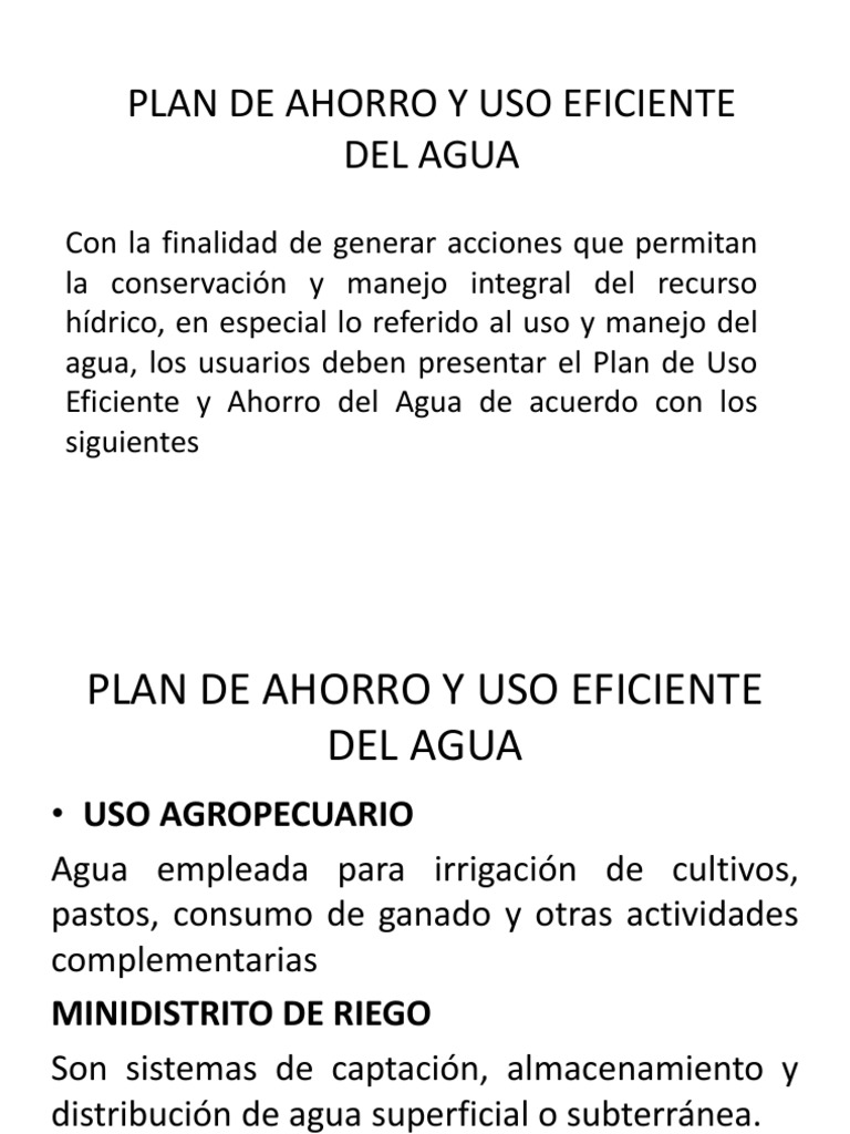 Plan de Ahorro y Uso Eficiente Del Agua Final | PDF | Riego | Aguas residuales